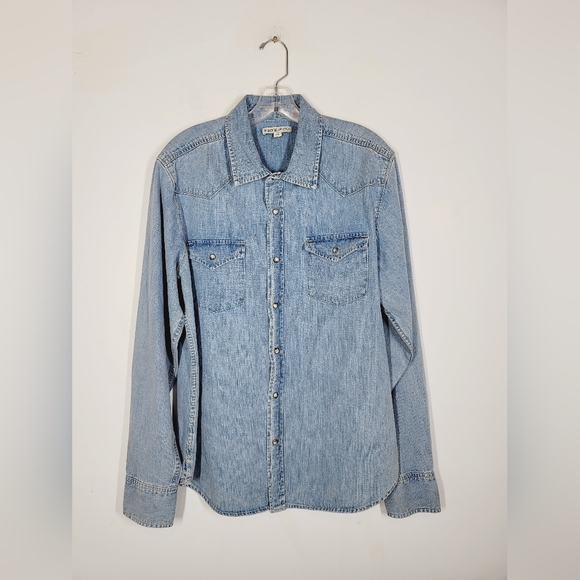 FRYE AND CO. | Tops | Frye And Co Classic Blue Denim Shirt With Pearl ...